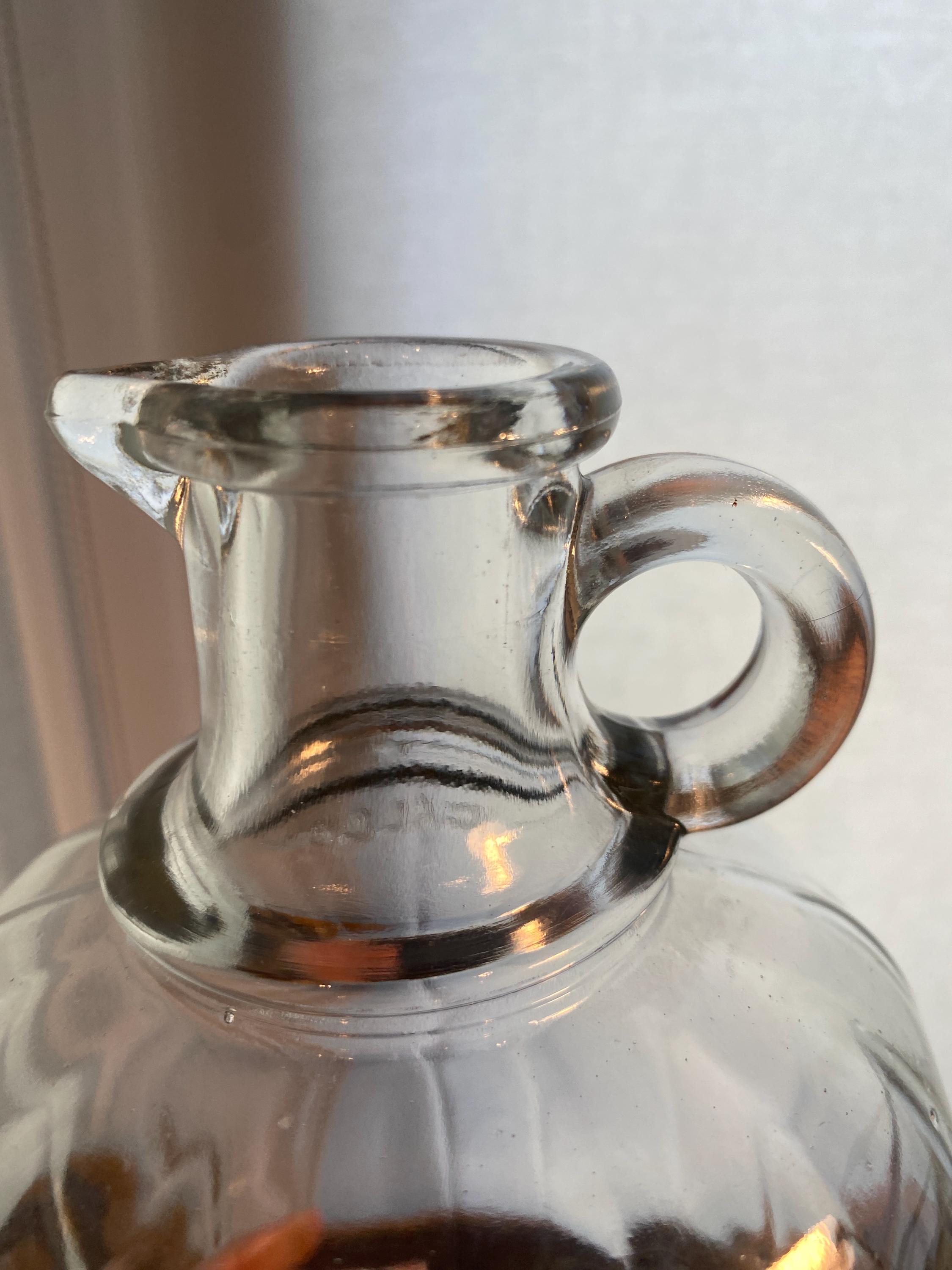 Nice Old 1/2 Gallon Glass Jug With Beveled Sides, Spout, and Finger ...