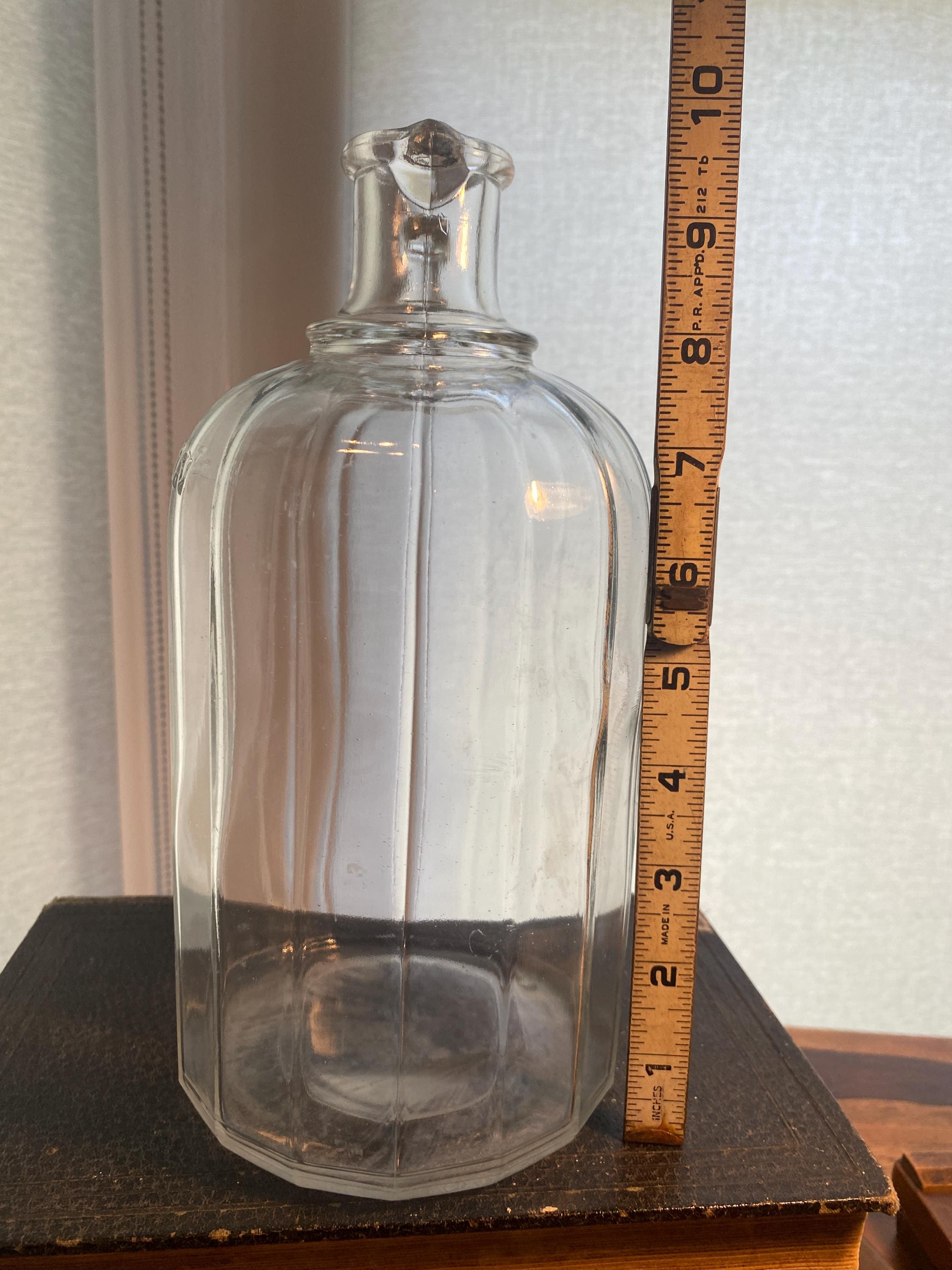 Nice Old 1/2 Gallon Glass Jug With Beveled Sides, Spout, and Finger ...
