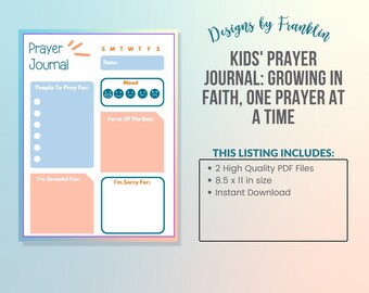 Kids Prayer Journal Printable Christian Printable for Kids Bible ...