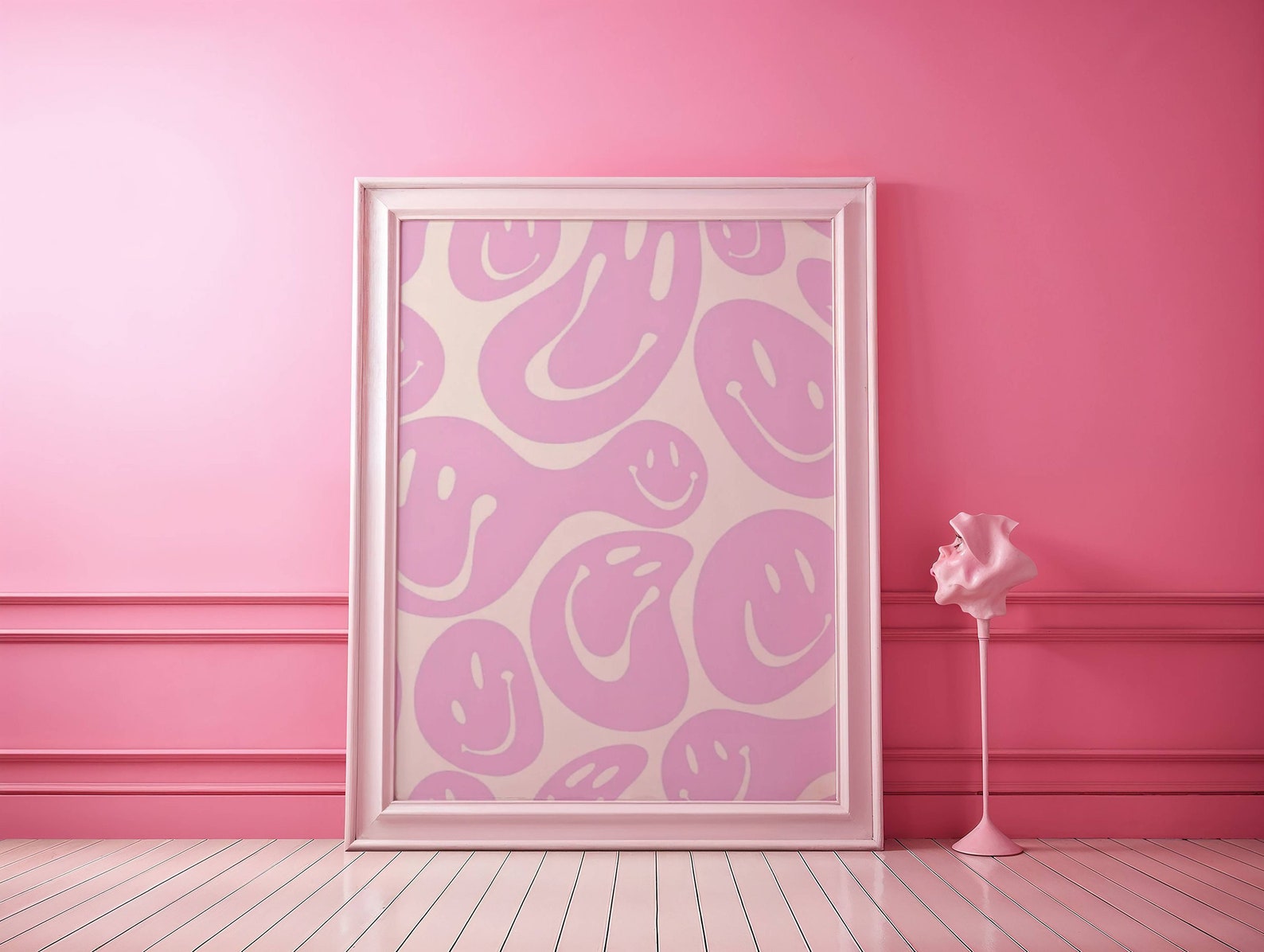 Preppy Smiley Faces Retro Room Decor, Aesthetic Decor, Girl Wall Art ...