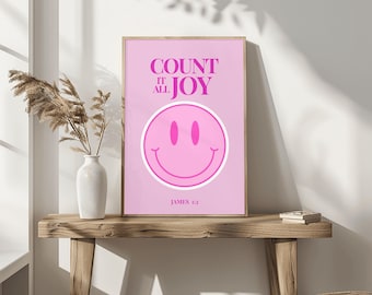 Joy Christian Wall Art: Pink Bible Verse Print (digital Download) - Etsy