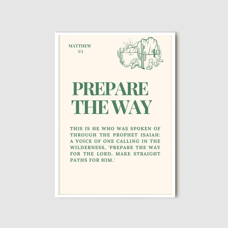 Prepare the Way Christian Print: Green Bible Verse Wall Art (digital ...