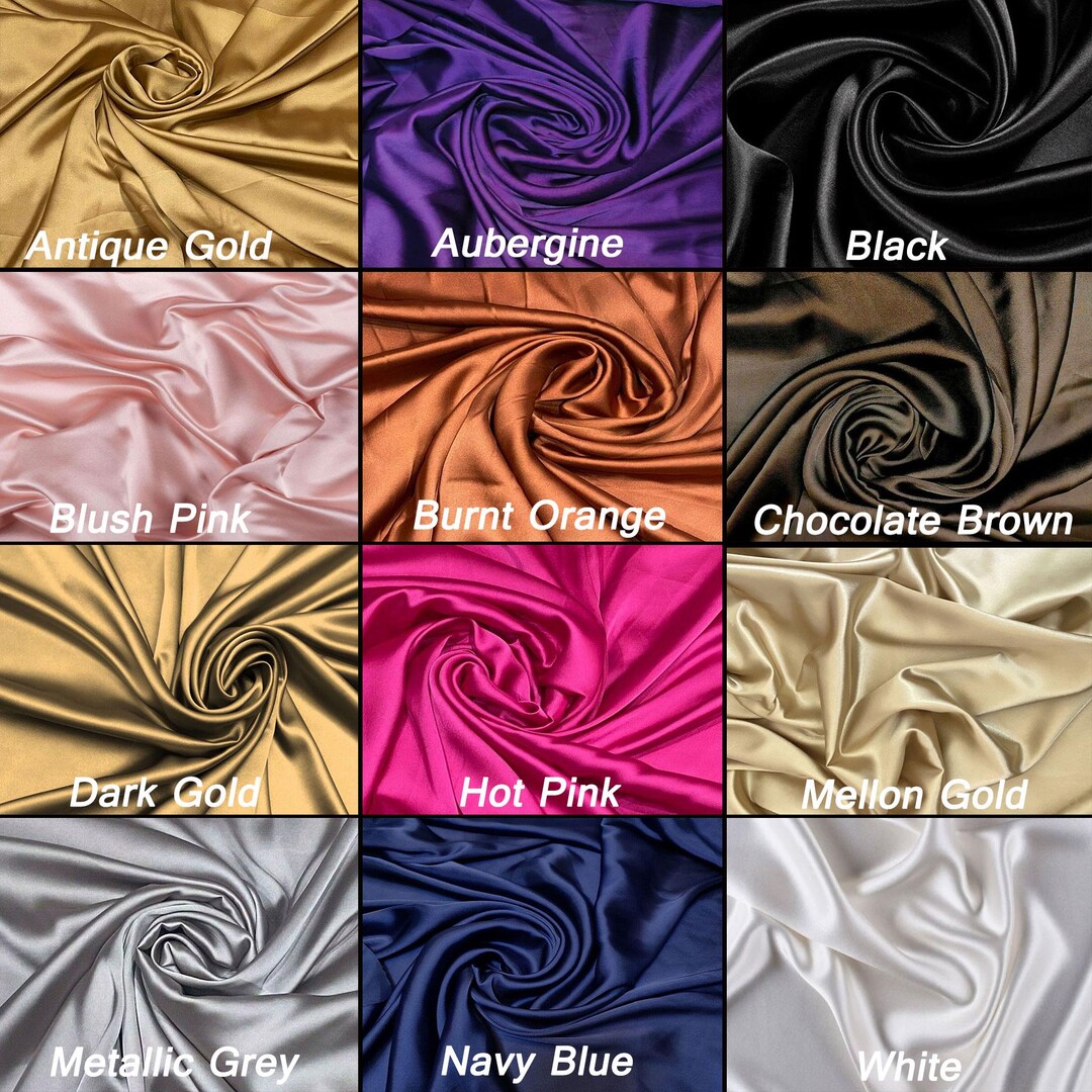 12 Colors Luxury Silk Satin Fabric, Silk Satin Fabric by the Yard ...
