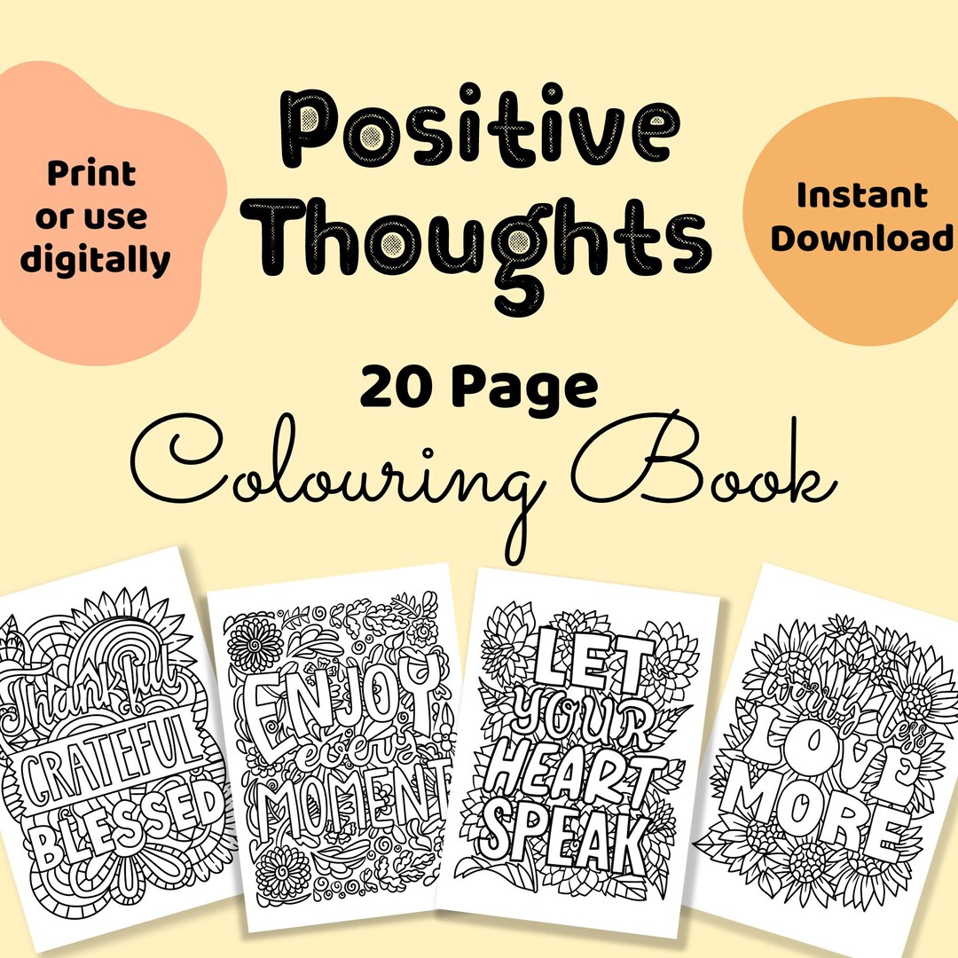 Positive Thoughts Colouring Book / Digital Download - Etsy
