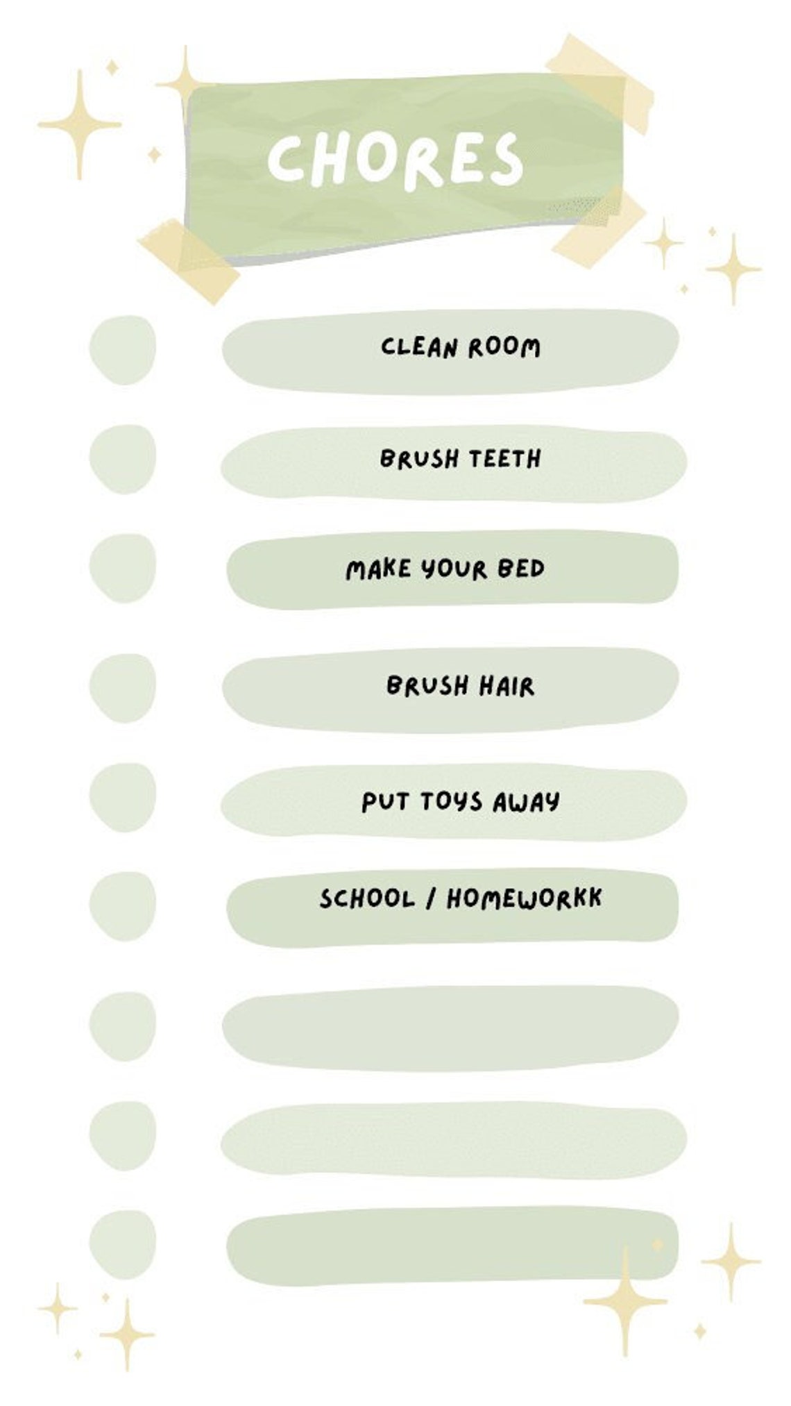 Kids Chore Chart Printable - Etsy