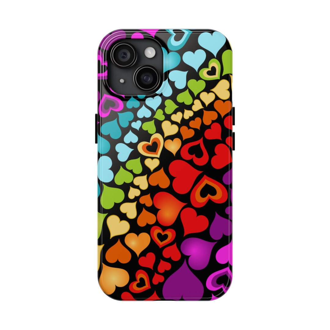 Colorful Heart Case Valentines Case Love Tough Case for iPhone 15 14 13 ...