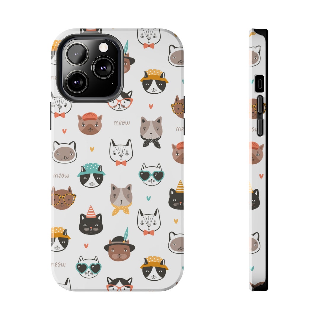 Cat Phone Case Cute Kittens Case Pet Lover Phone Case Cat Pattern Case ...
