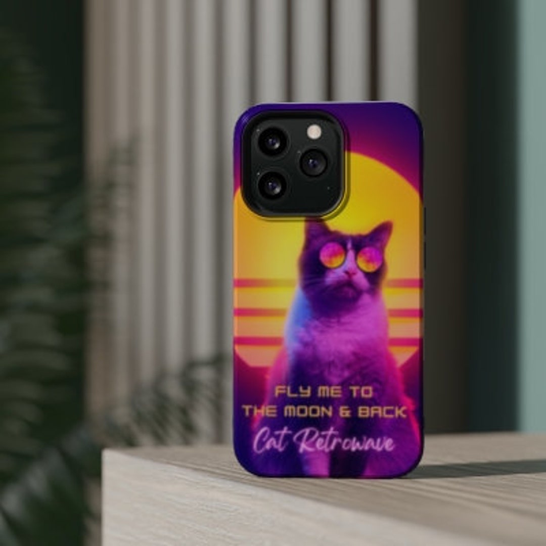 Cat Retrowave iPhone Tough Case,trendy Phone Case,cat Phone Case,purple ...