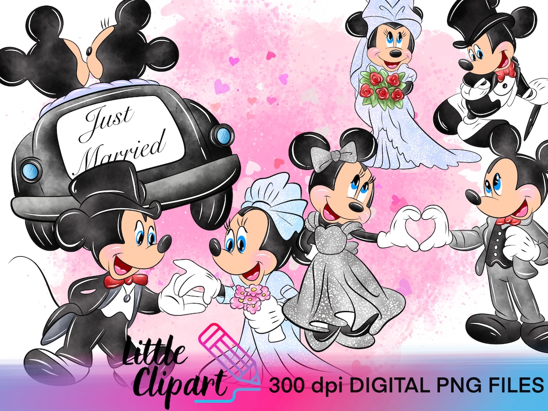 DIGITAL DOWNLOAD Watercolor Minnie Mickey Wedding , Watercolor Wedding ...