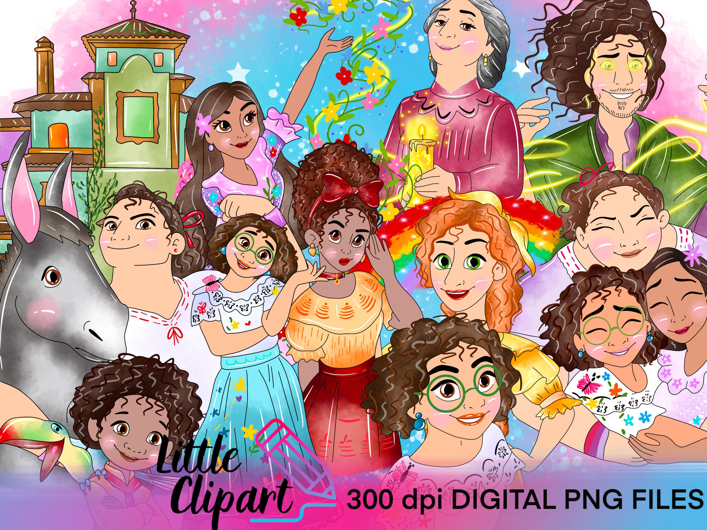 DIGITAL DOWNLOAD, Watercolor Princess Encanto House Clipart Set 300dpi ...