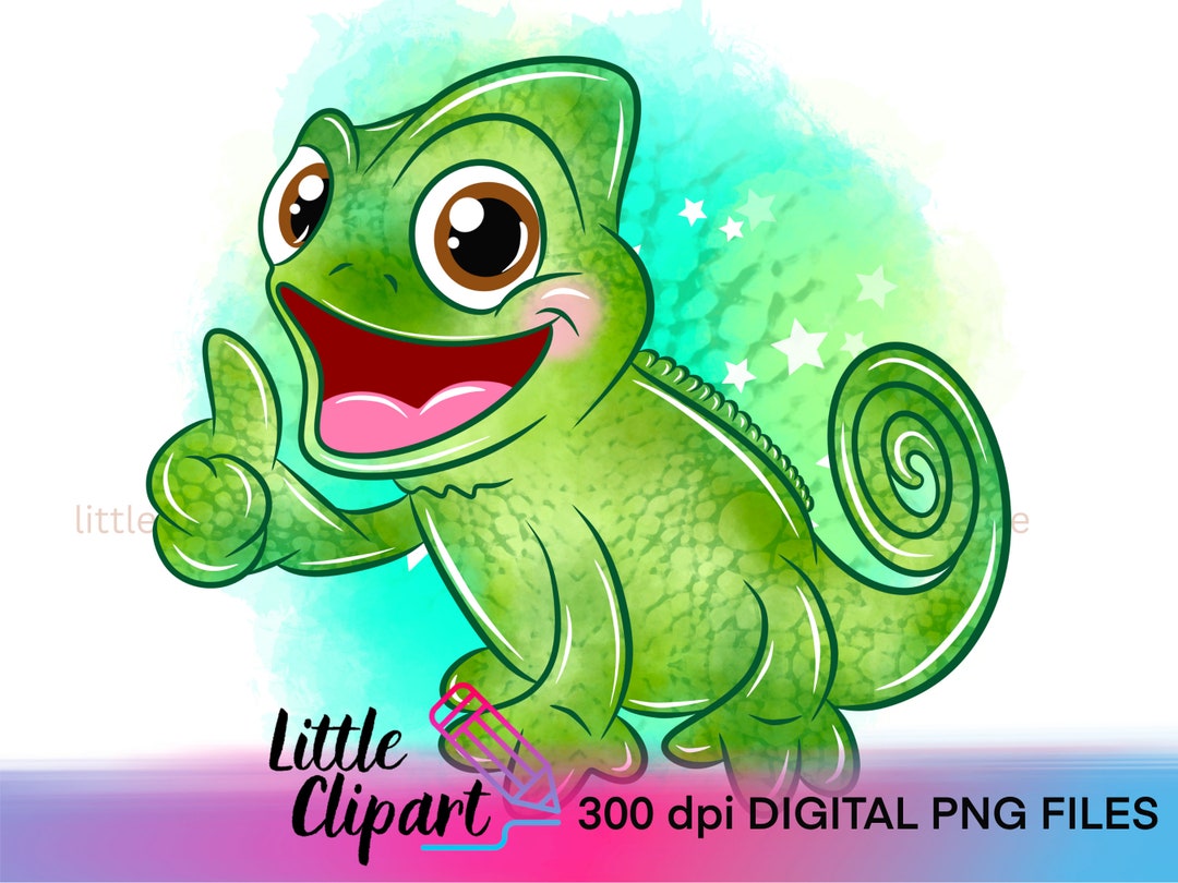 DIGITAL DOWNLOAD , Watercolor Tangled Clipart Sublimation Lizard Pascal ...