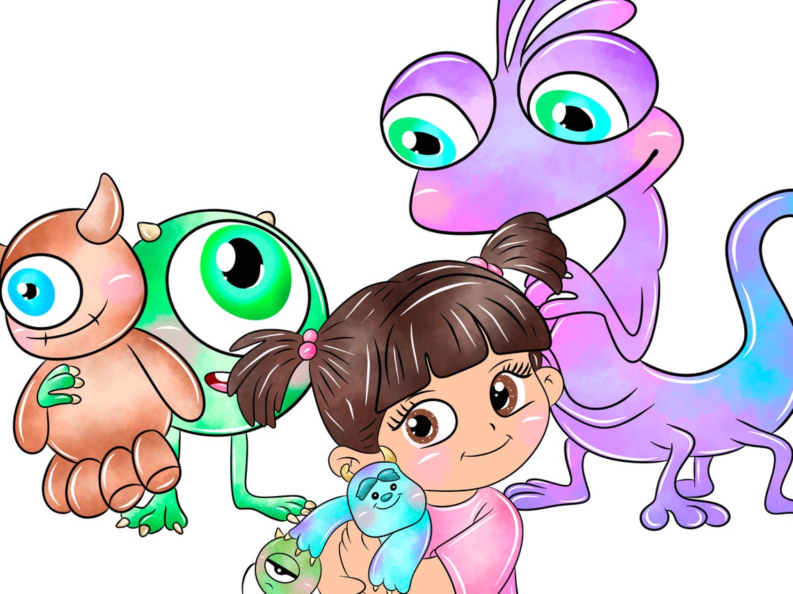 DIGITAL DOWNLOAD , Watercolor Cute Monsters Inc Clipart Pack , Toddler ...
