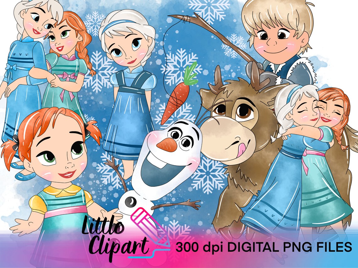 DIGITAL DOWNLOAD , Watercolor Baby Frozen Clipart , Baby Frozen ...