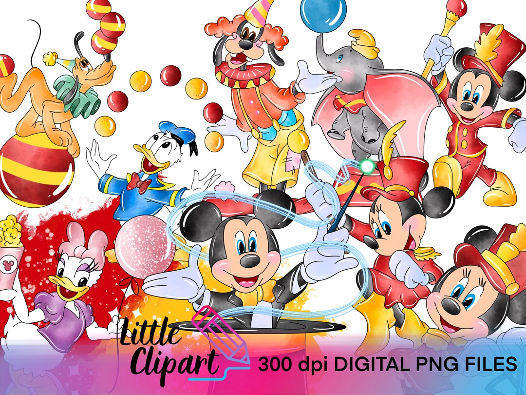 DIGITAL DOWNLOAD, Watercolor Mouse Circus Clipart , Watercolor Minnie ...