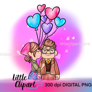 DIGITAL DOWNLOAD , Watercolor up Ellie and Carl , Cute Ellie and Carl ...