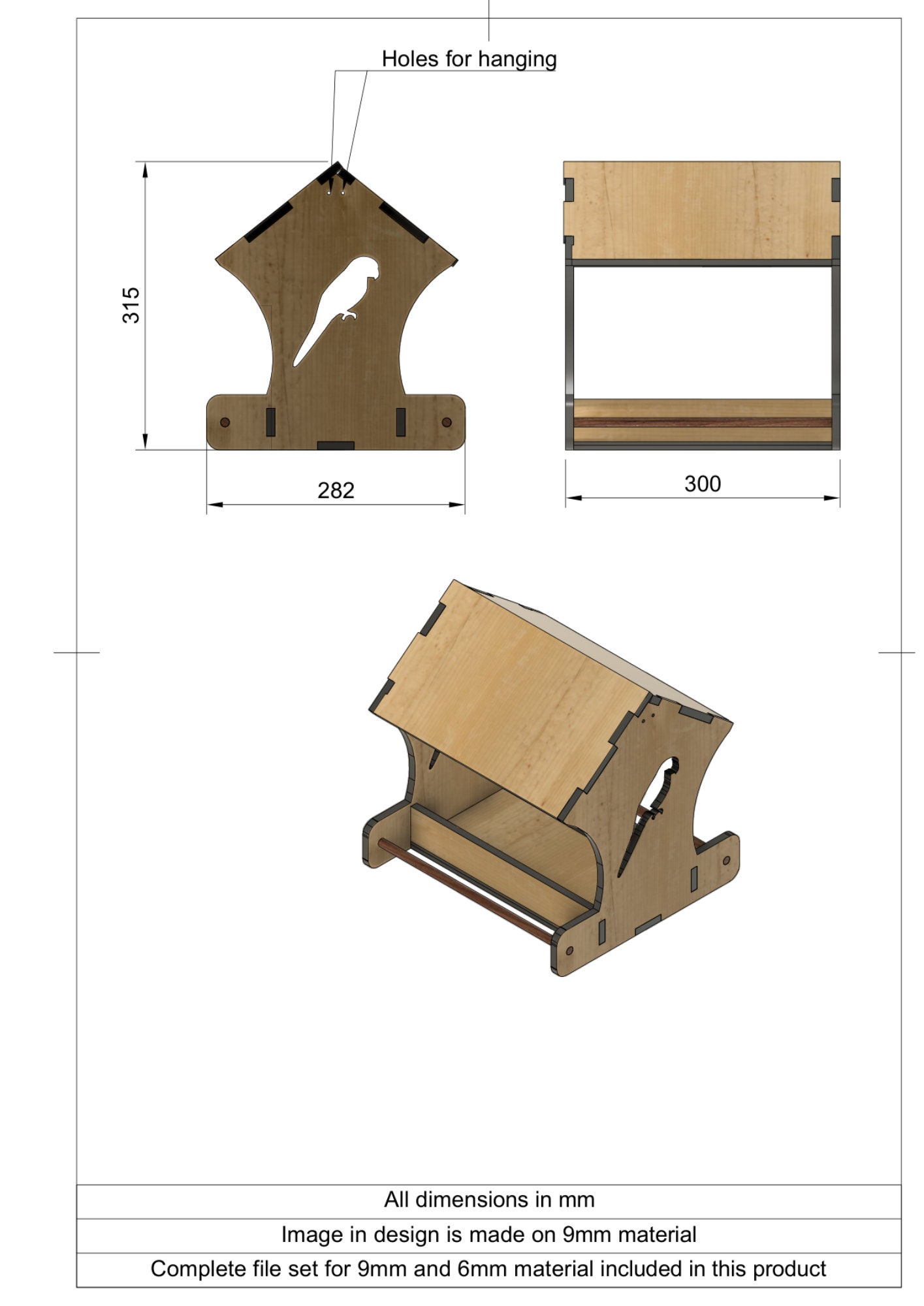 Bird Feeder, 9mm & 6mm Laser Cut Files - Etsy