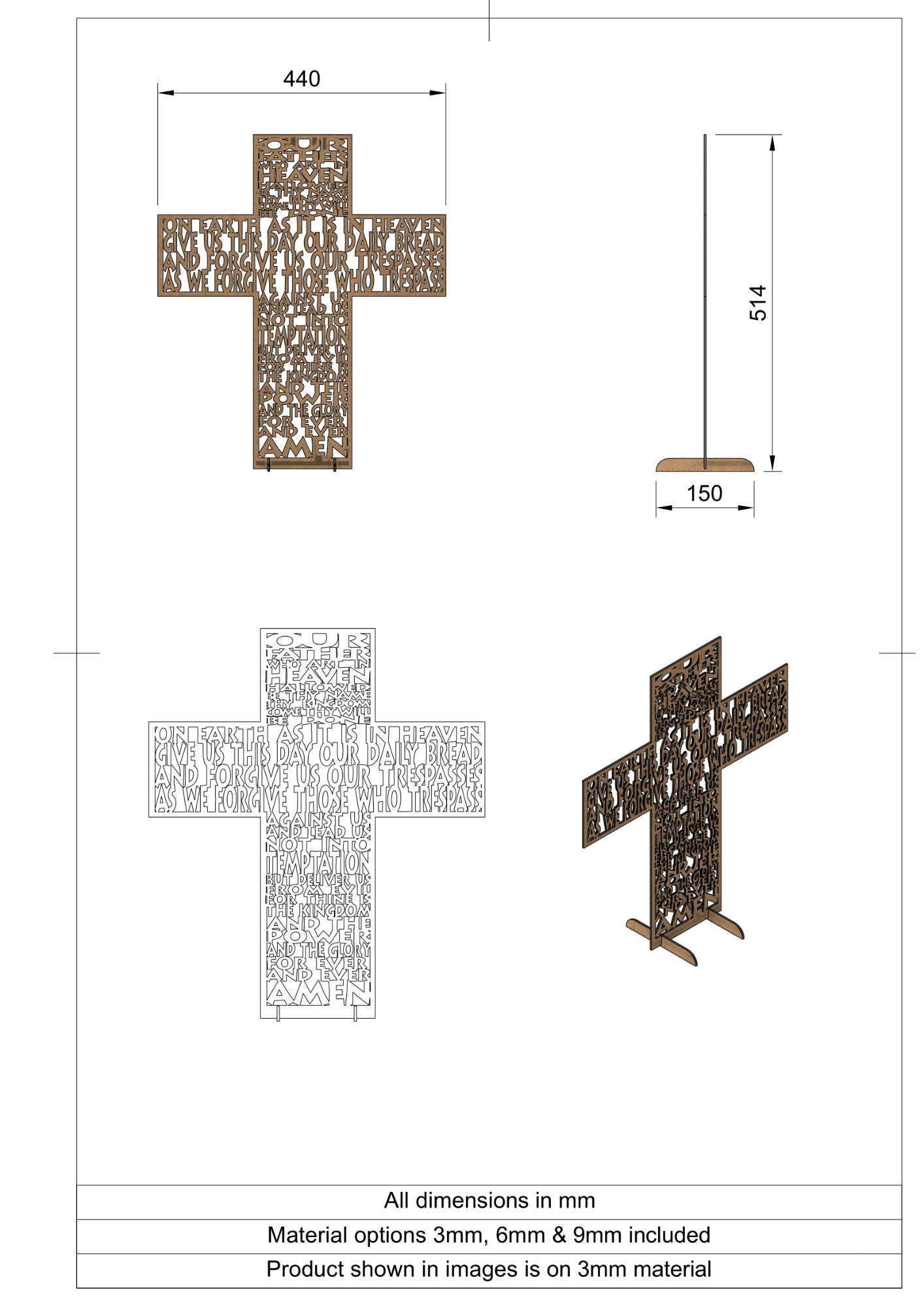 The Lords Prayer Standing Cross Laser Cutting Files - Etsy