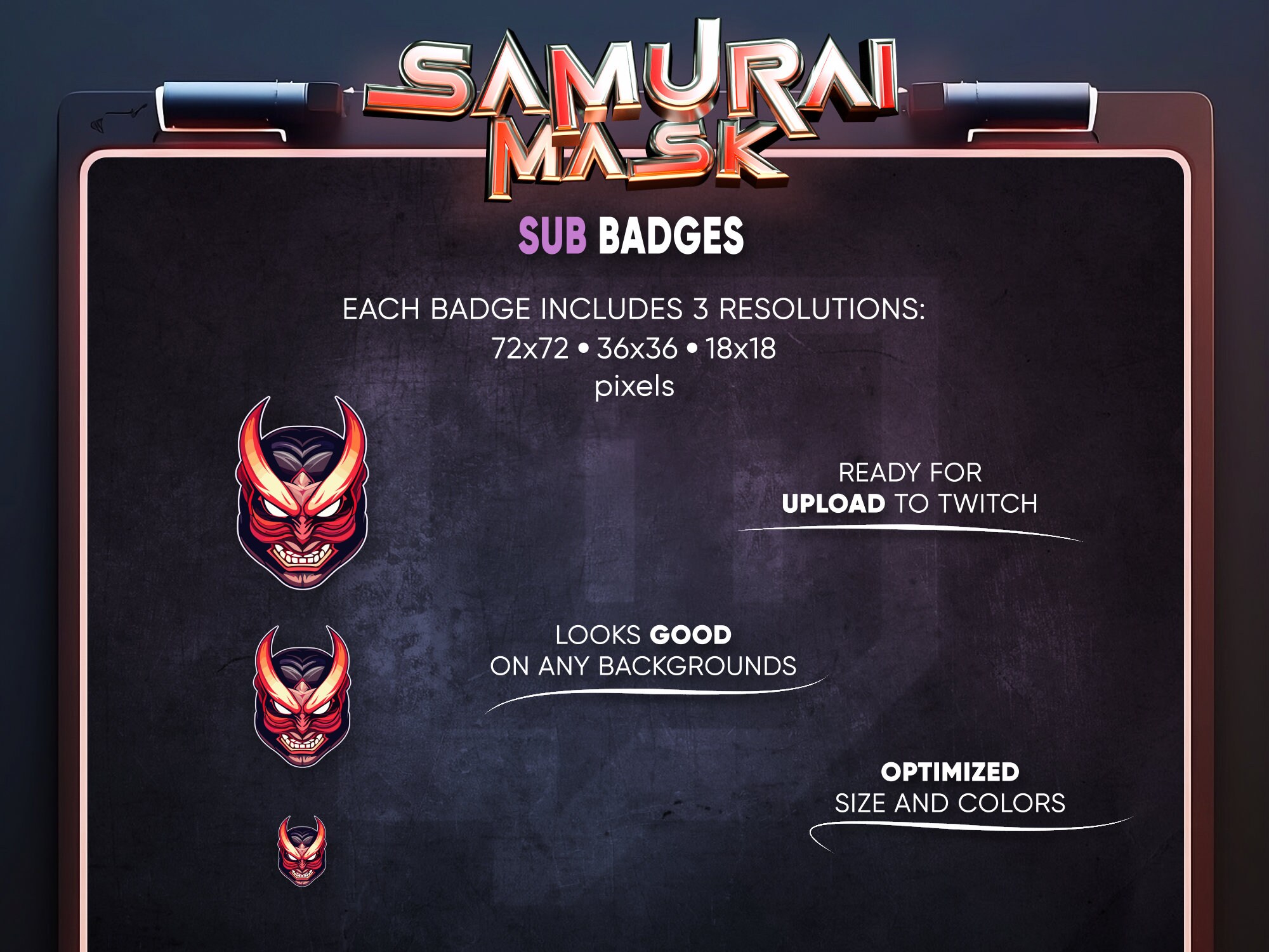 Samurai Sub Badges Samurai Mask Subscriber Badges for Twitch Community ...