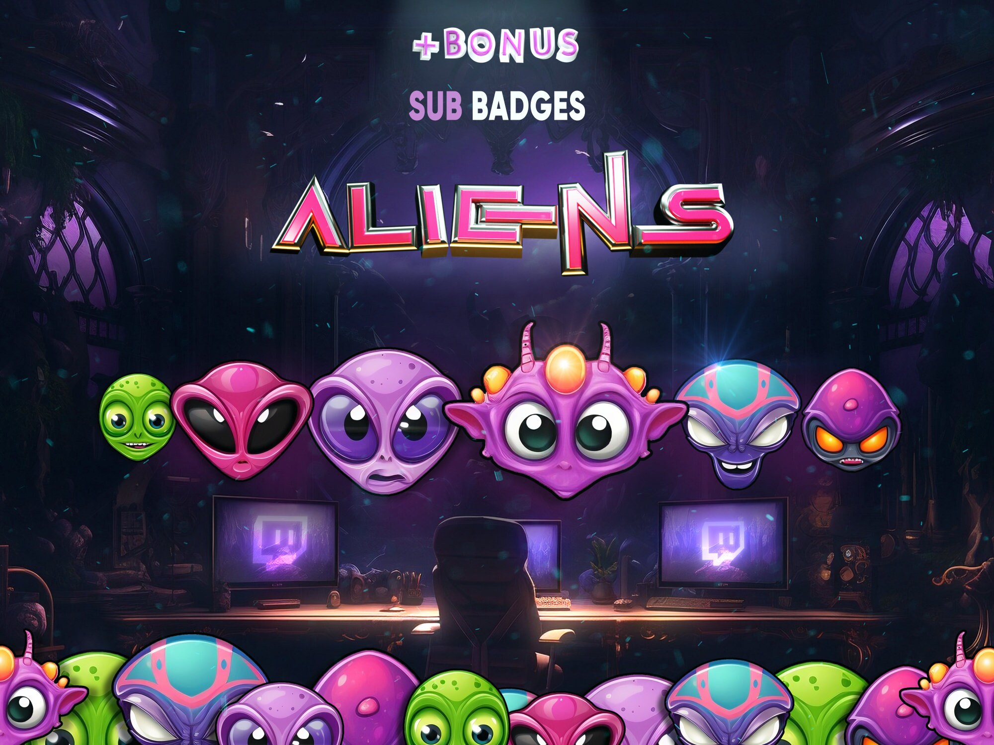 Alien Sub Badges UFO Subscriber Badges for Twitch Community Space Sub ...
