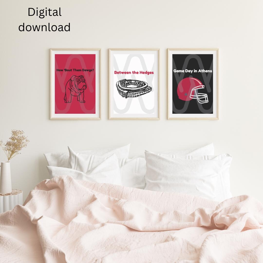 Georgia Bulldogs Print Set | UGA Football Wall Art | How ‘bout Them ...