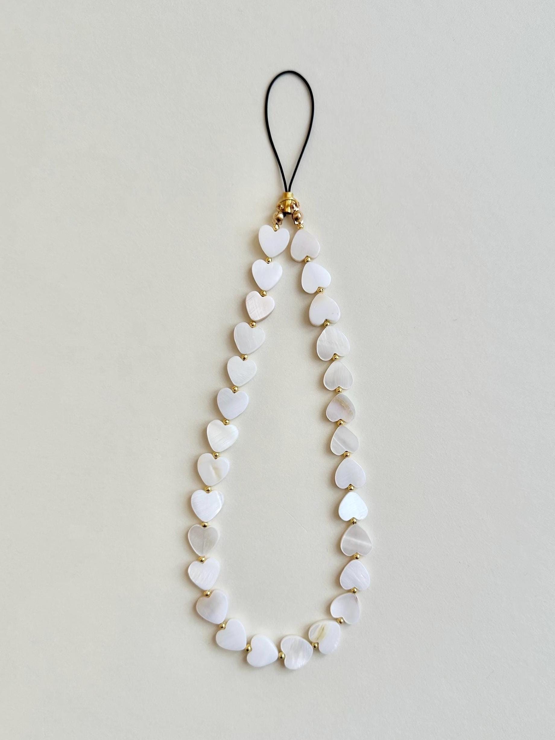 Pearl Love Heart Phone Charm Phone Strap Phone Beads Cute Phone ...