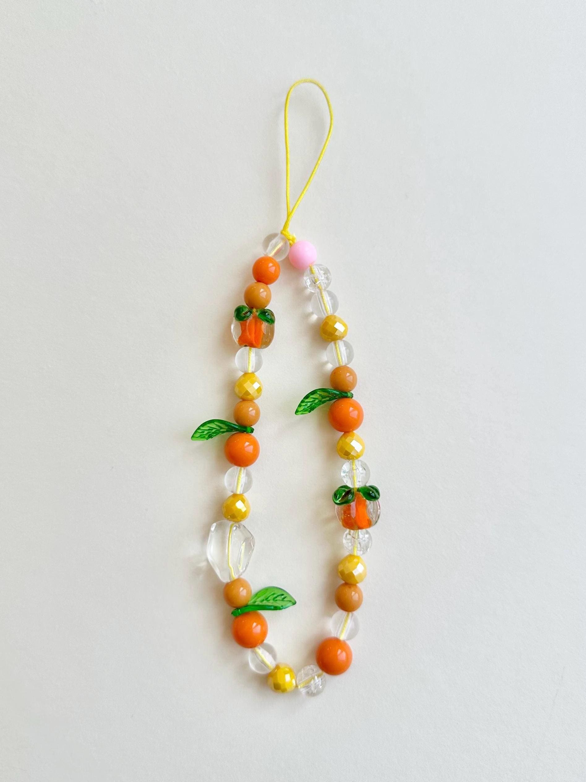 Orange Fruit Phone Charm Phone Strap Phone Beads Cute Phone Accessory ...