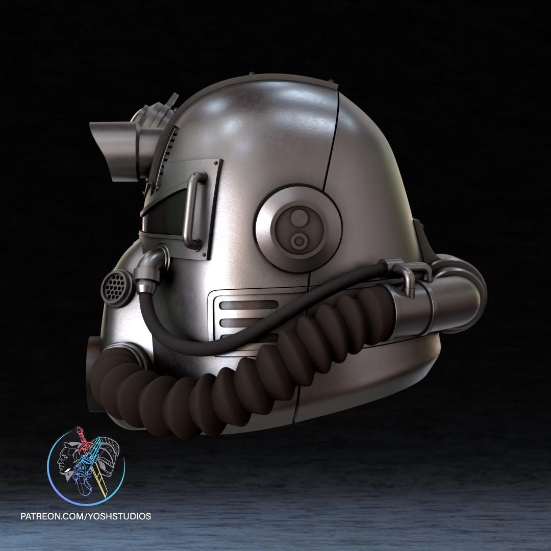T-51 Power Armor Helmet 3D PRINTED PLA GREY Magnets Included - Etsy