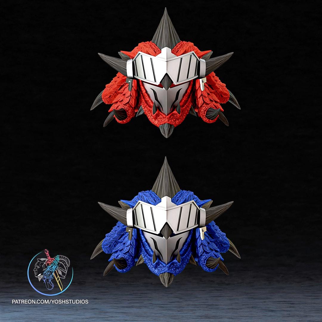 Rathalos Helmet 3D PRINTED PLA GREY Magnets Included - Etsy