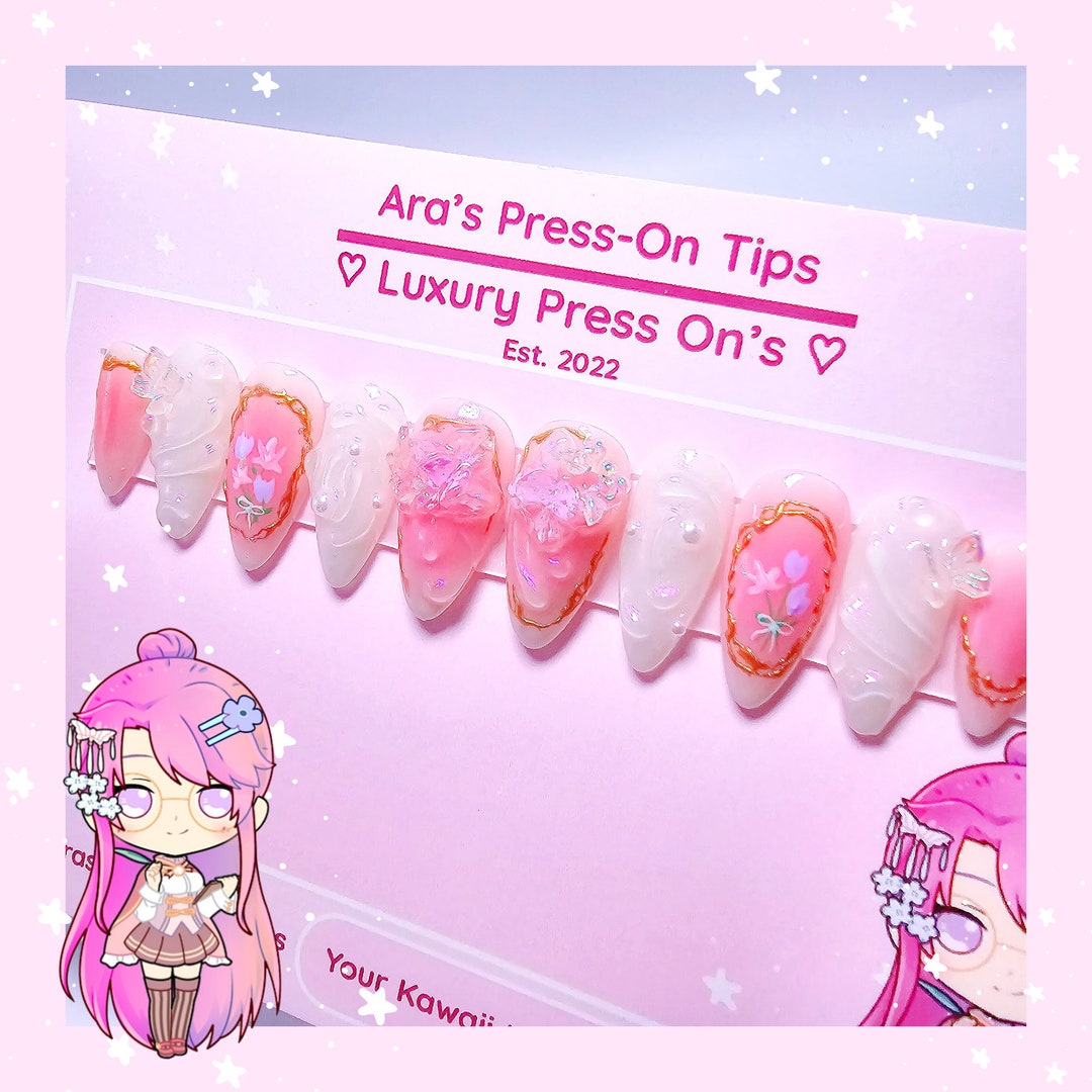 Luxury Press on Nails Faye Kawaii the Butterfly's Orchid Kawaii Fairy ...