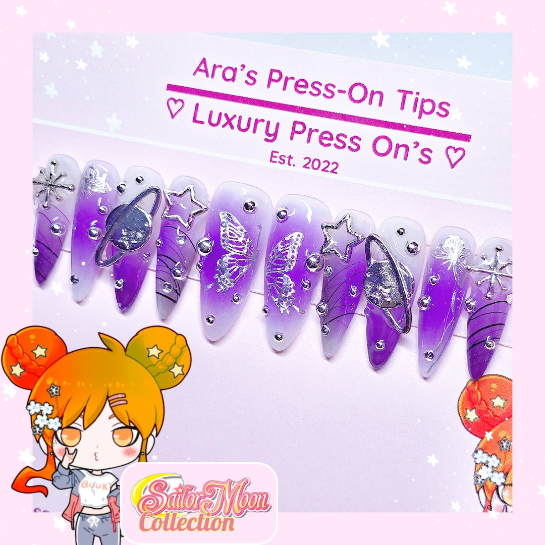 Luxury Press on Nails | Punk Kawaii "sailor Saturn" | Luxury Nails for ...