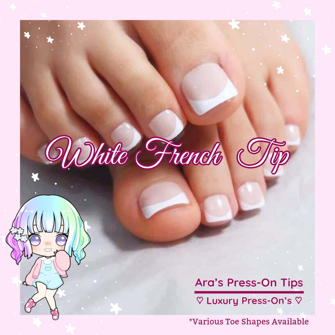 Luxury Press on Nails for Toes Classic White French Tip Toe Nails ...