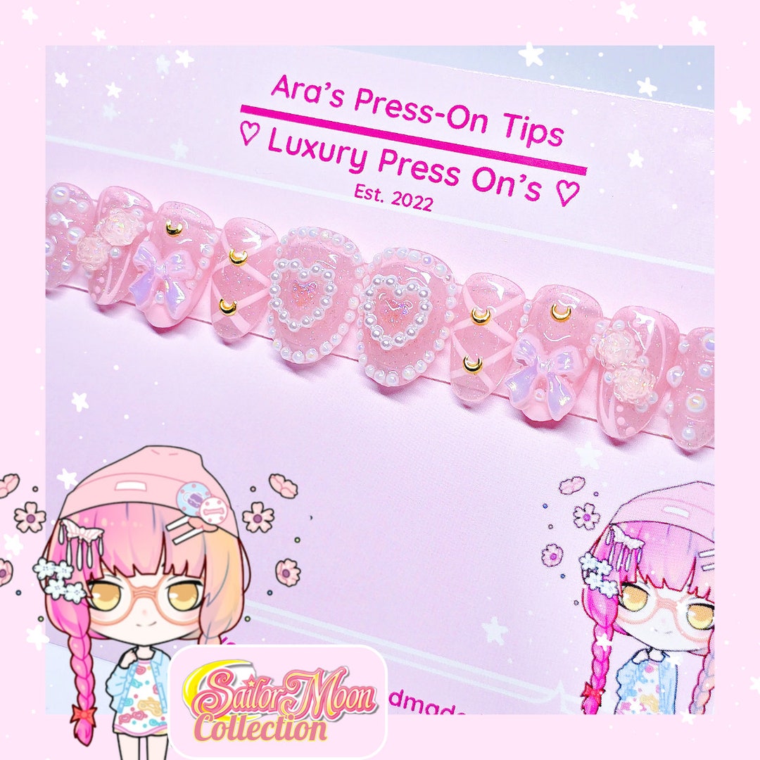 Luxury Press on Nails || Gyaru Kawaii "sailor Chibi Moon" | Sailor Moon ...