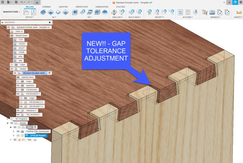 Fusion 360 Parametric Dovetail Template V3 - Etsy