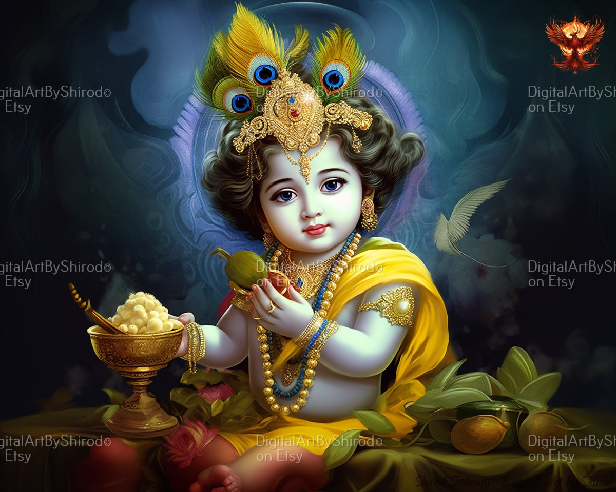 Baby Krishna Pack of 3 Subtly Different Pictures Digital - Etsy