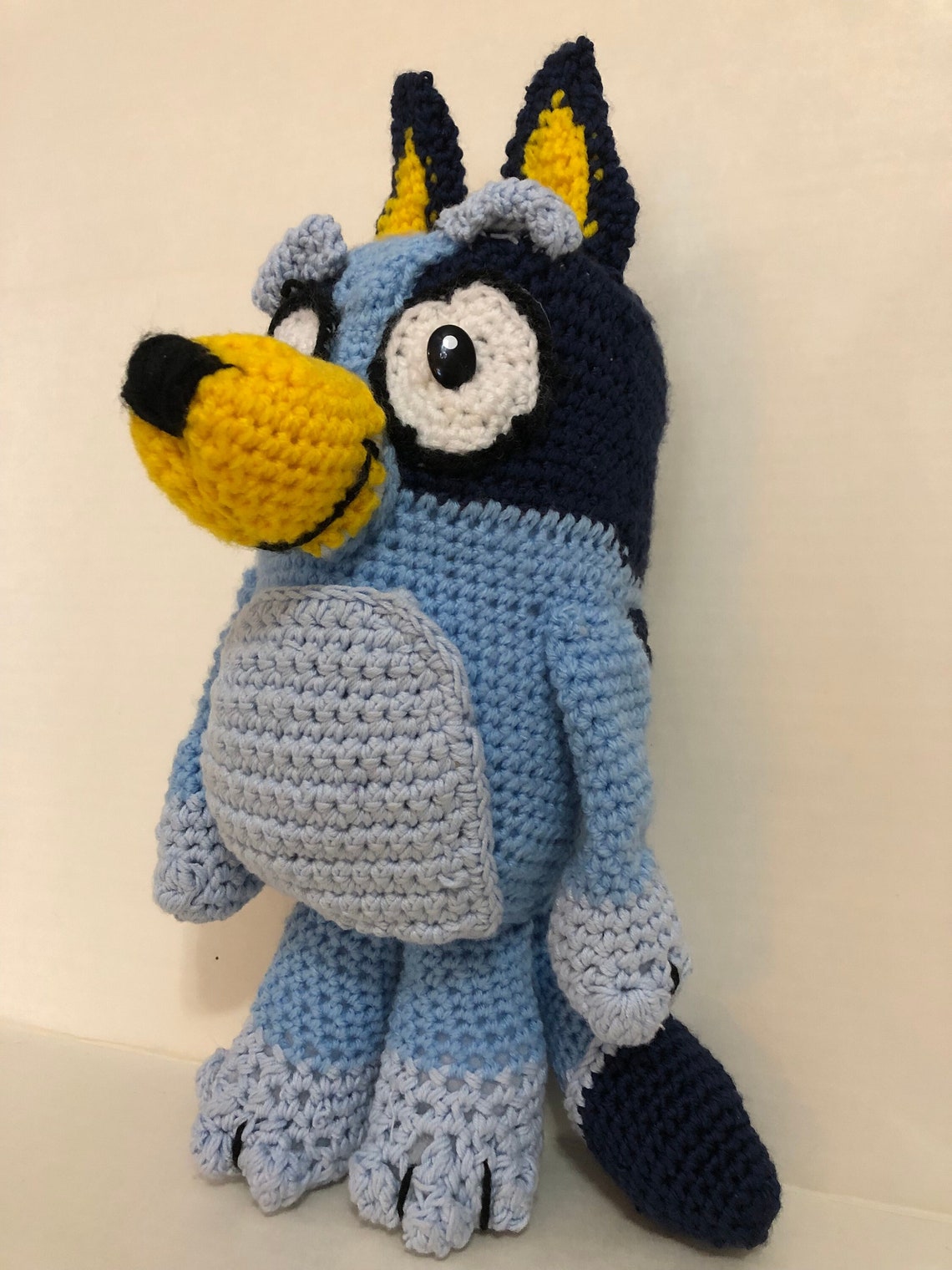 Bluey Crochet Plushie Amigurumi Handmade Stuffed Animal Blue Heeler Pup ...