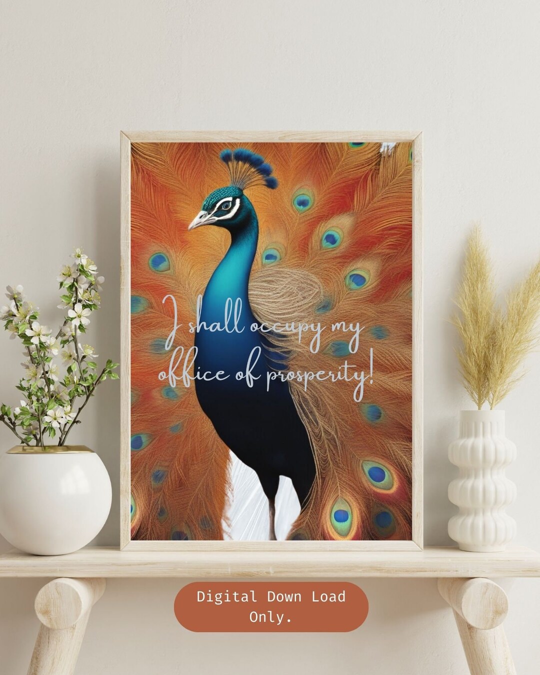 Peacock Affirmations Wall Art, Peacock Decor, Positivity Parade Peacock ...