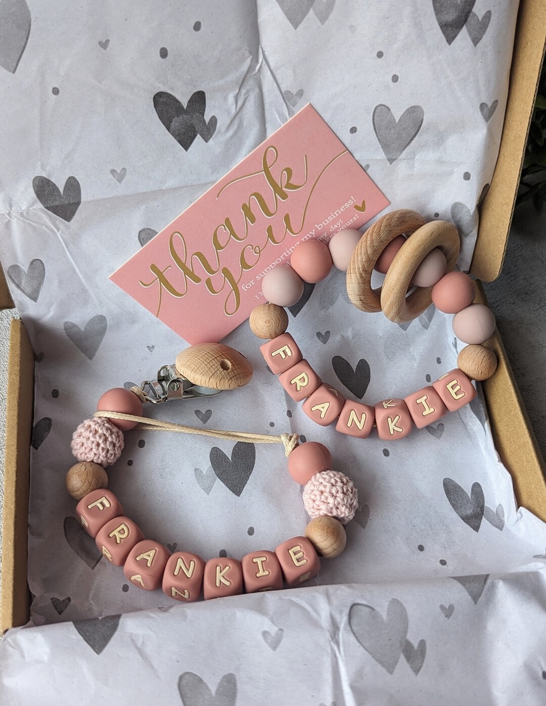 Personalised Dummy Clip, Baby Keepsake, Newborn Present, Gift, Girls ...