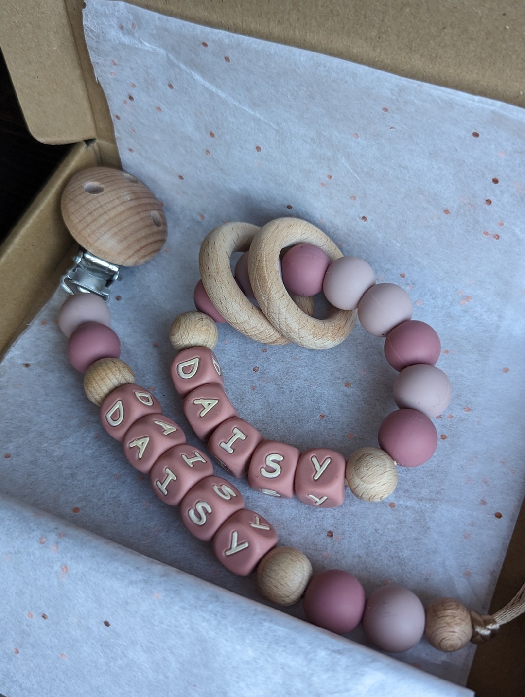 Personalised Dummy Clip, Baby Keepsake, Newborn Present, Gift, Girls ...