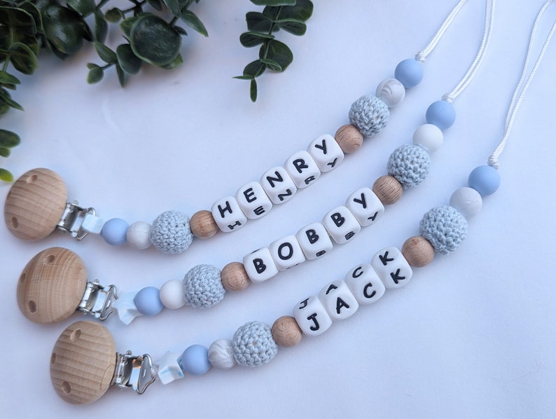 Personalised Dummy Clip, Pacifier Clip, Dummy Holder, Dummy Chain ...