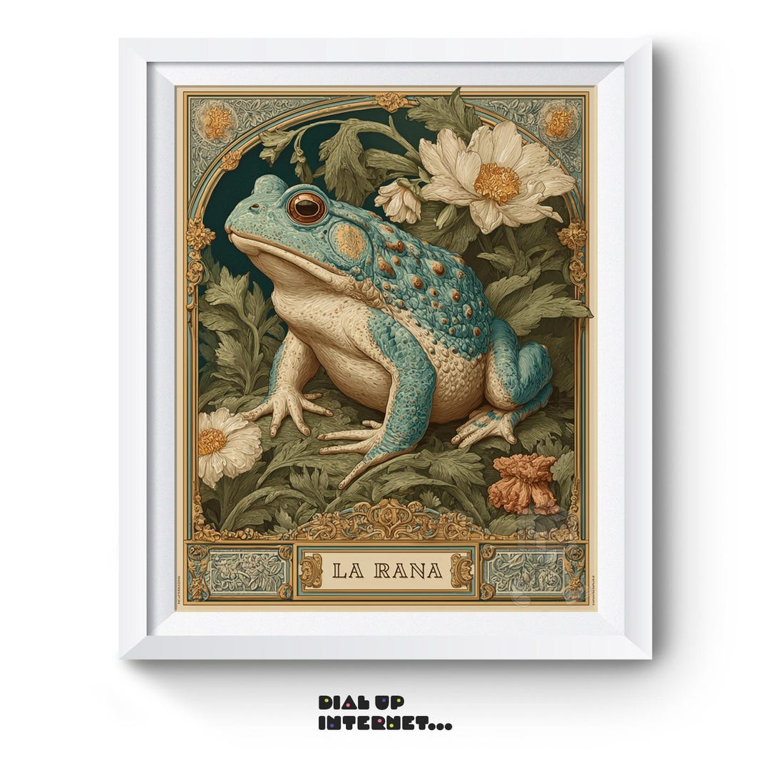Vintage La Rana Loteria Card Print - Art Nouveau Frog Illustration ...