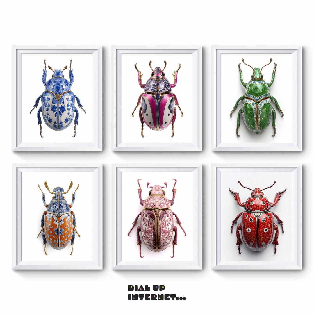 Colorful Beetles Printable Wall Art Set of 6, Insect Art Prints, Unique ...