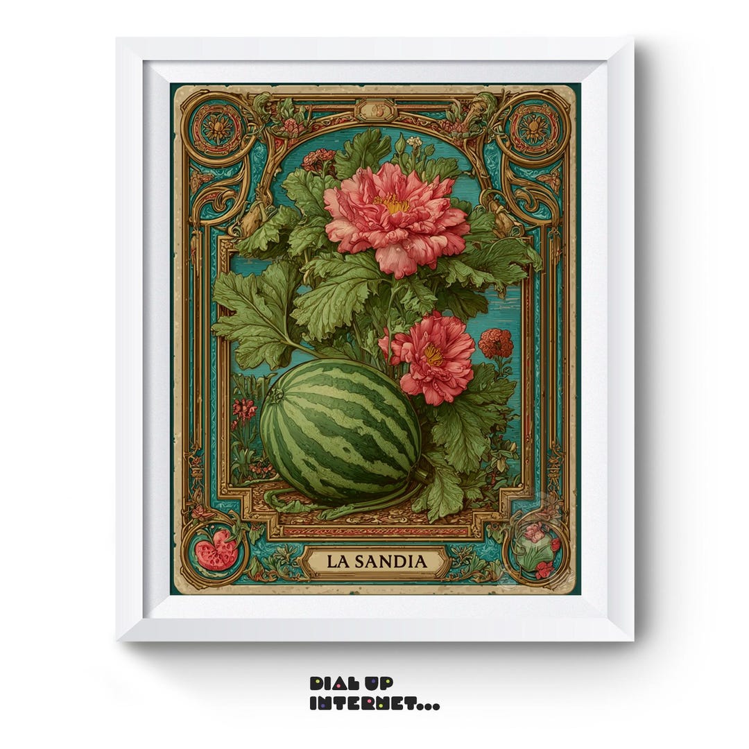Art Nouveau Loteria Card - La Sandia Printable Wall Art, Vintage ...