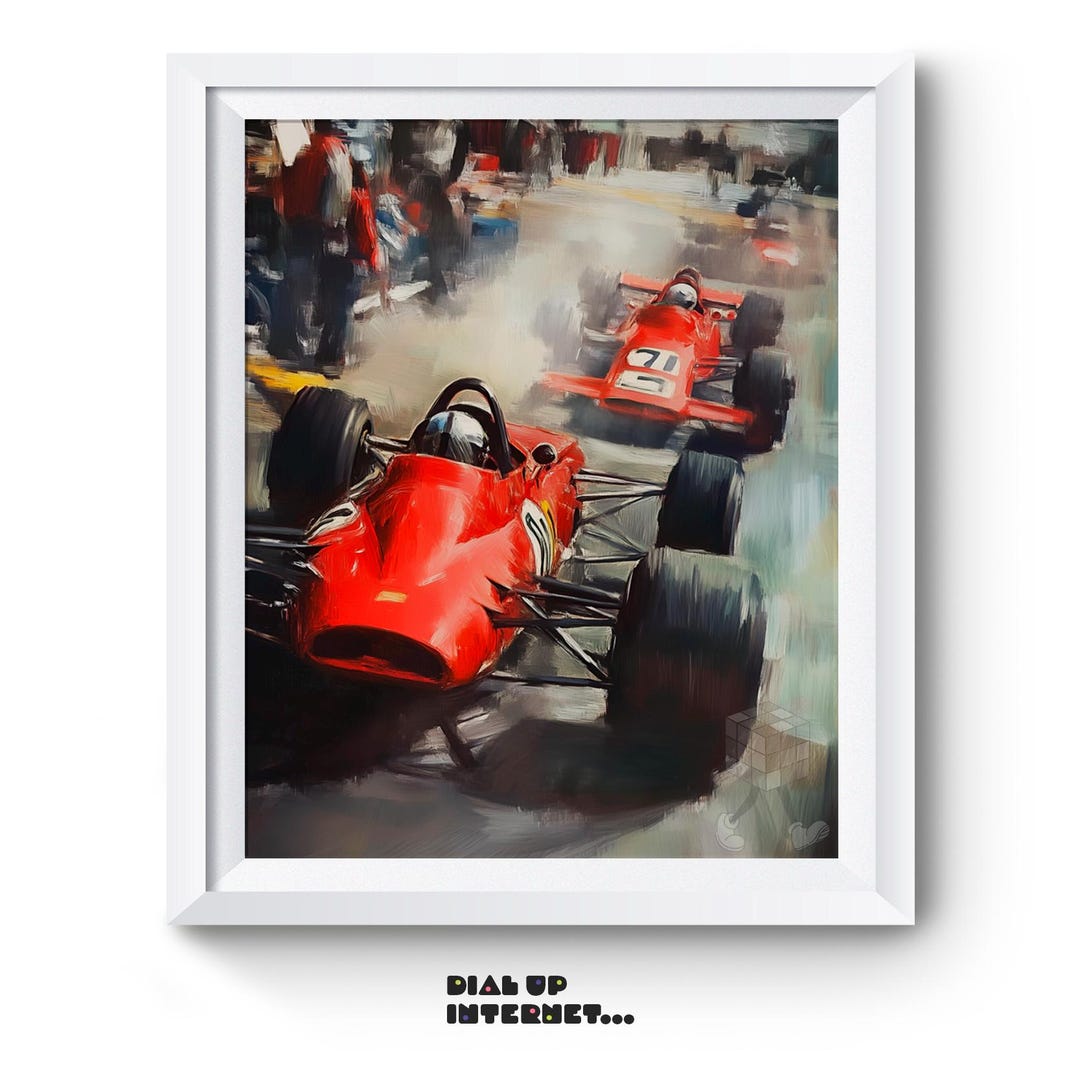 Vintage Formula 1 Racing Car Art - Retro F1 Poster, 40s Oil Painting ...