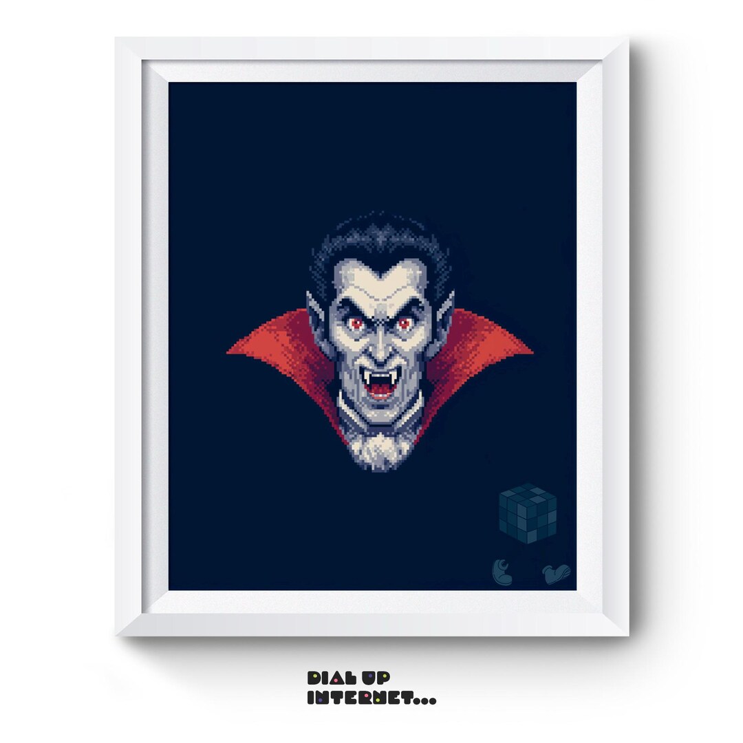 Dracula in 8-bit Pixel Art - Classic Gothic Artwork, Printable Vampire ...