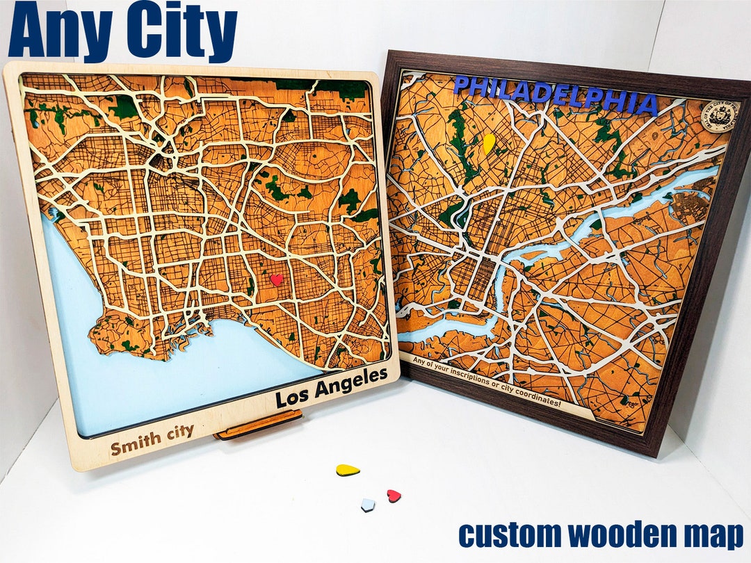 Personalized Multi-layer Wooden Map of Any City Custom Gift 3D Wooden ...