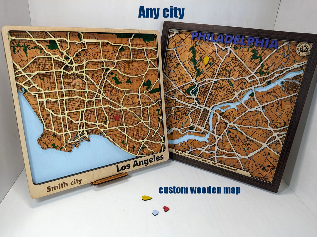 Personalized Multi-layer Wooden Map of Any City - Custom Gift - 3D ...