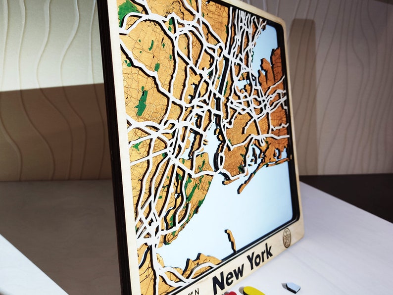 Wooden City Map New York, Multilayer Laser Cut Wood Map, Any City Map ...