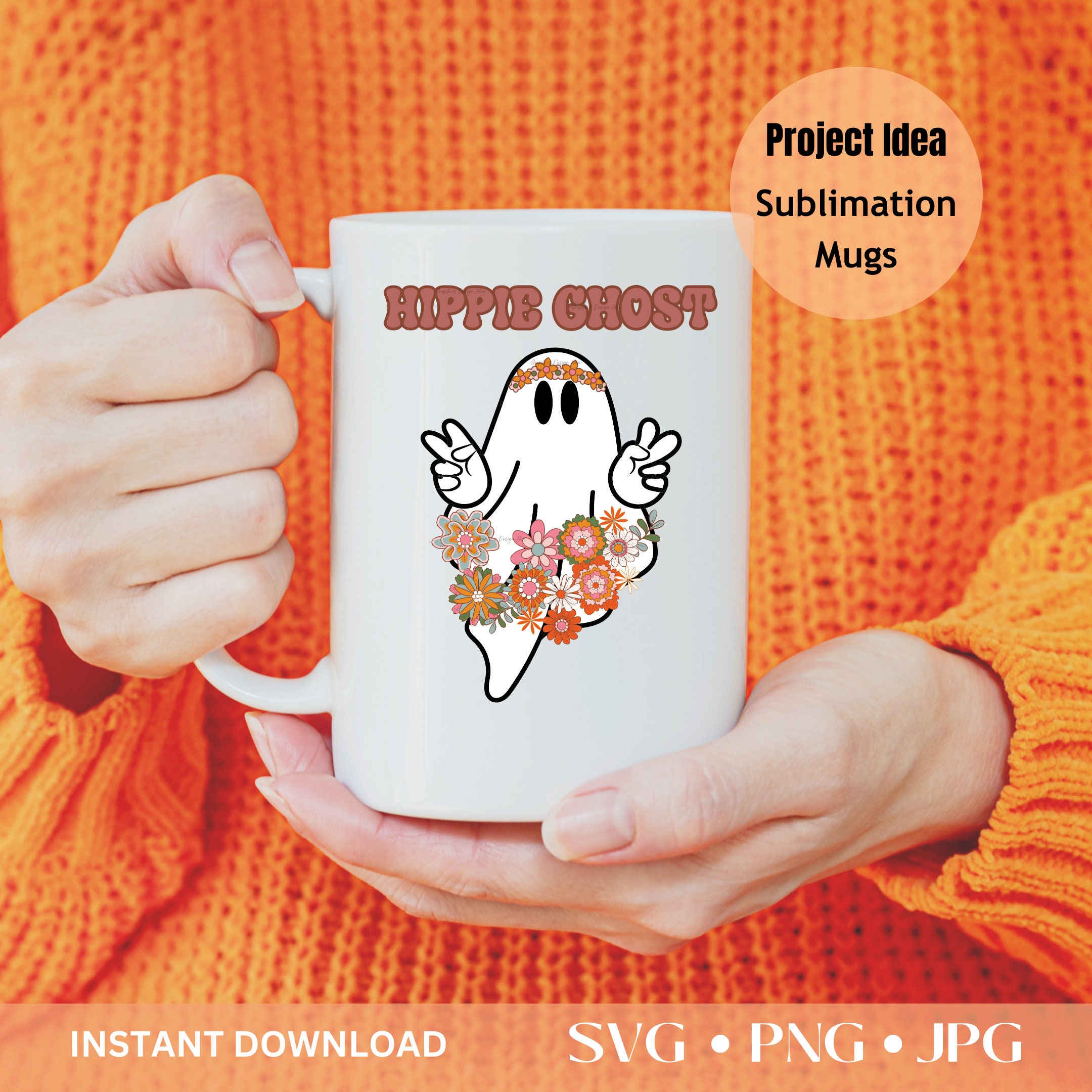 Hippie Ghost PNG, Cute Ghost SVG, Trendy Halloween Png, Spooky Season ...