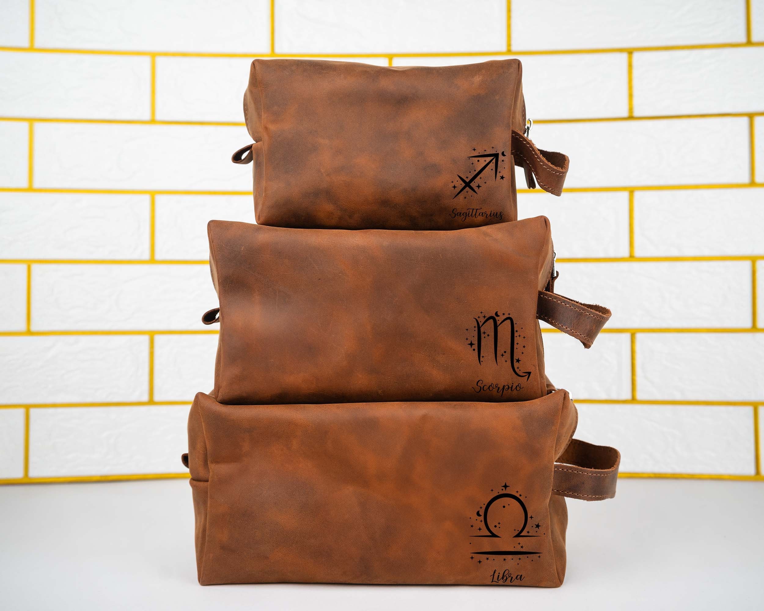 Zodiac Sign Travel Bag, Leather Dopp Kit, Astrology Dopp Kit ...