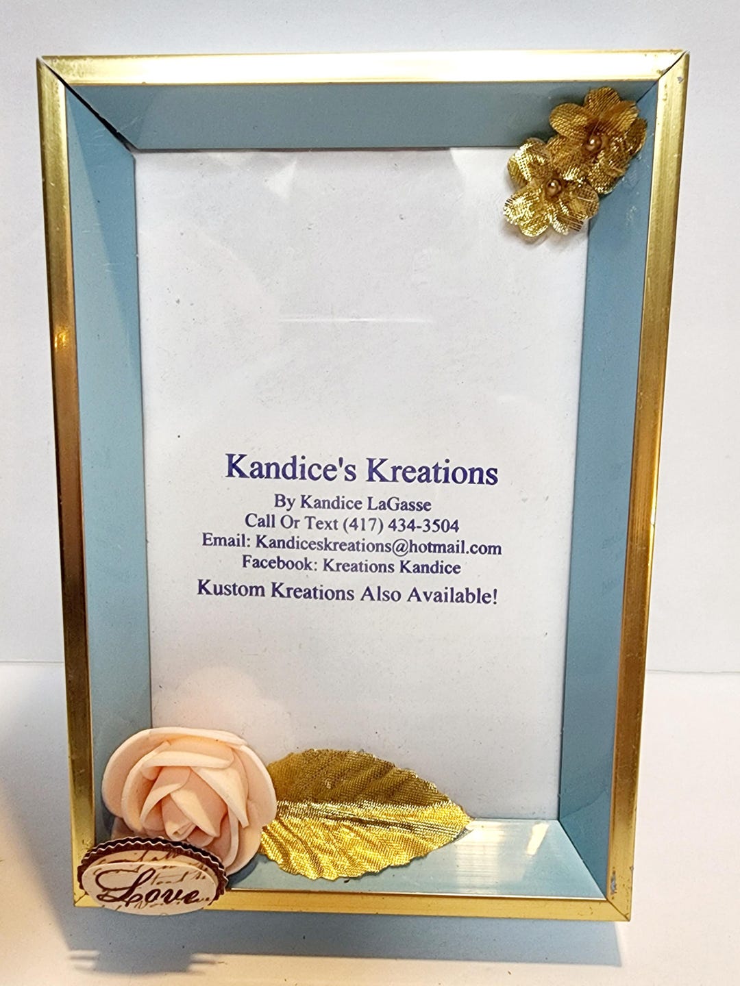 Sky Blue Shadow Box Picture Frame With Flowers and Inspirational Saying ...